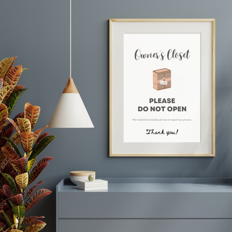 Owner's Closet Sign, Please Do Not Open Sign, Privacy Note, Editable ...