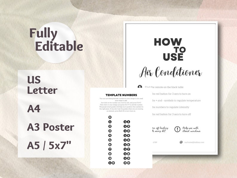 Editable AC Sign, Printable Airbnb Air Conditioner Sign, Custom VRBO ...