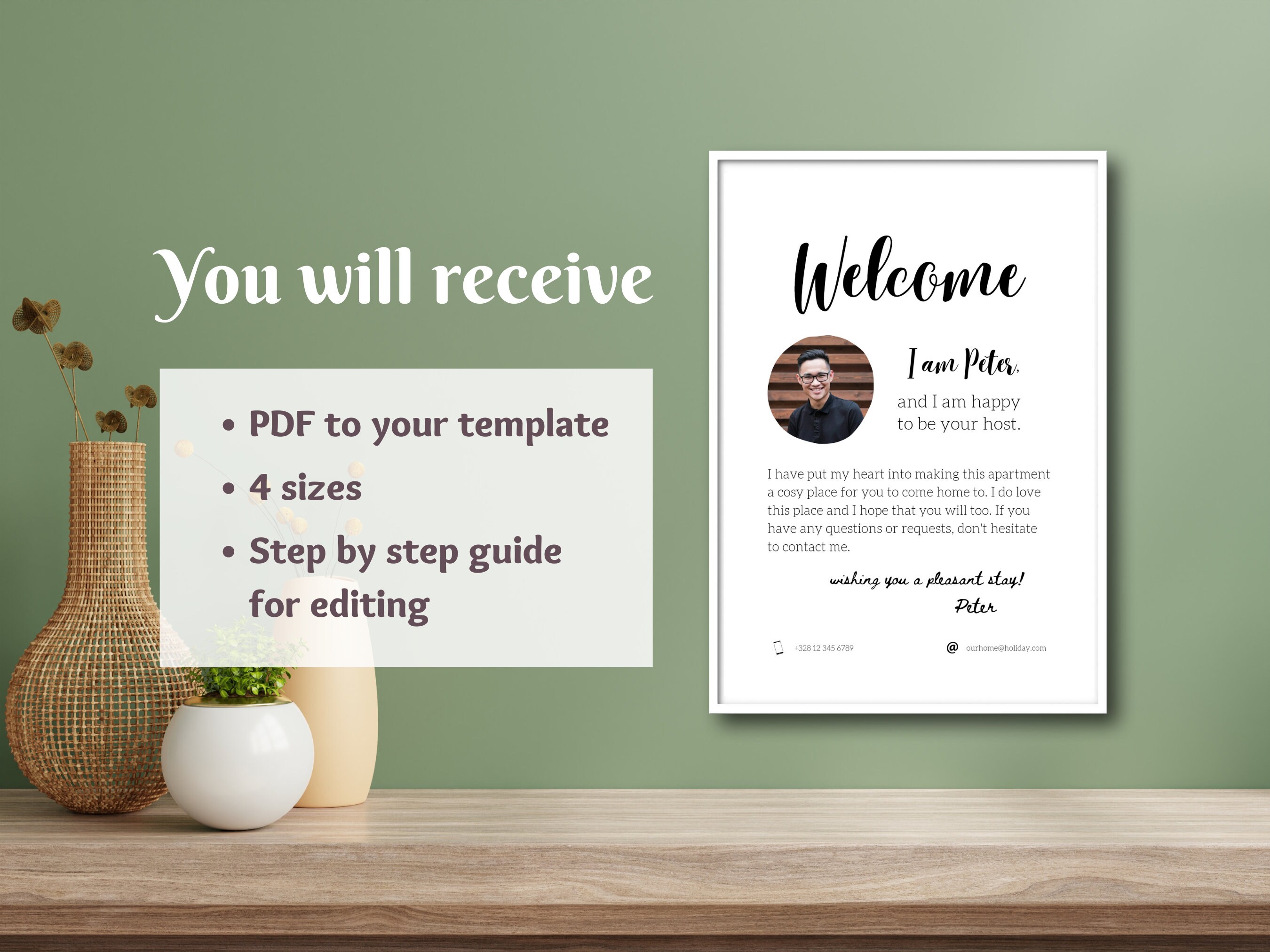 Editable Airbnb Welcome Sign, Holiday Rental Introduction Template ...