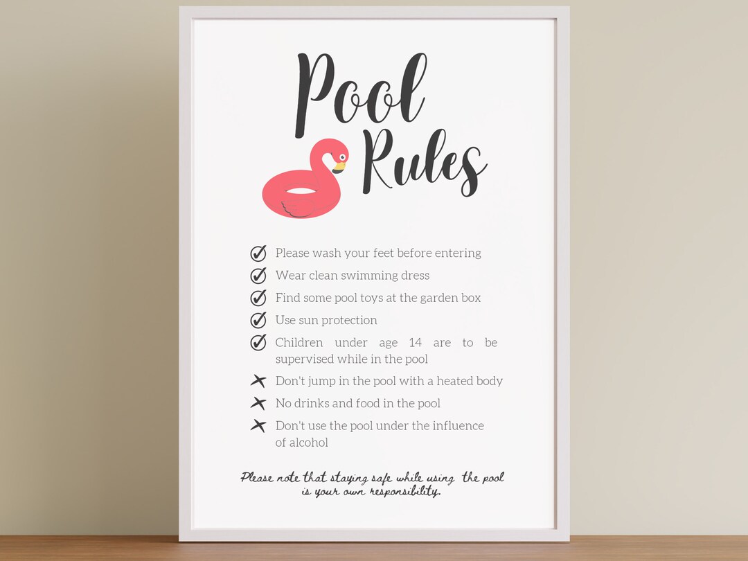 Pool Rules Editable Sign Pool Instructions for Guests - Etsy