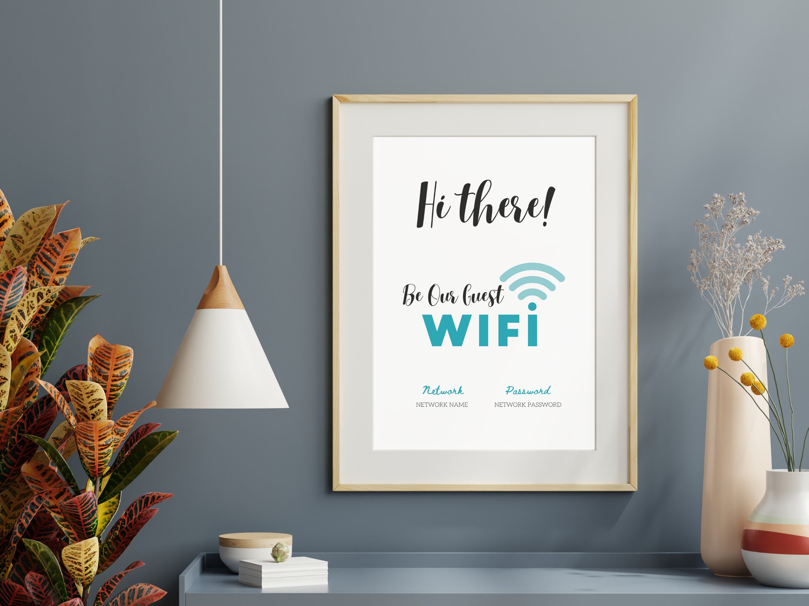Wifi Sign Printable Airbnb Wifi Password Sign Custom VRBO Signage ...