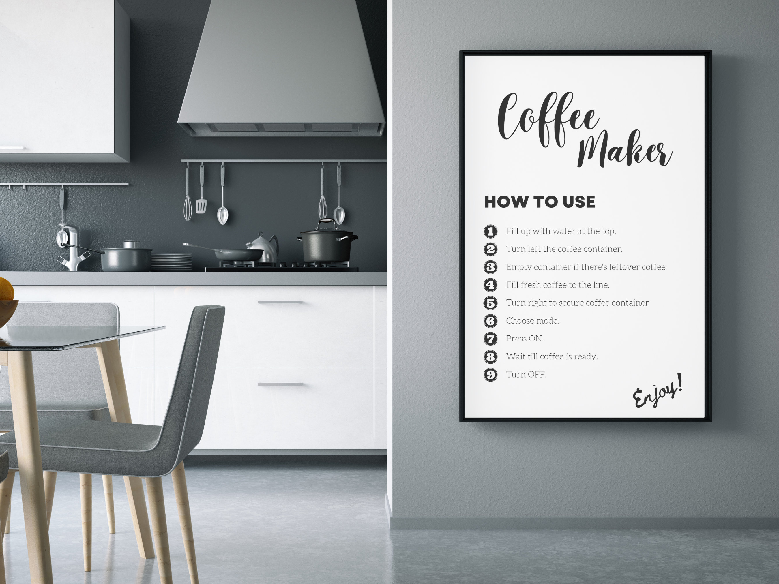 Editable Coffee Maker Sign, Printable Airbnb Kitchen Sign, Custom VRBO ...