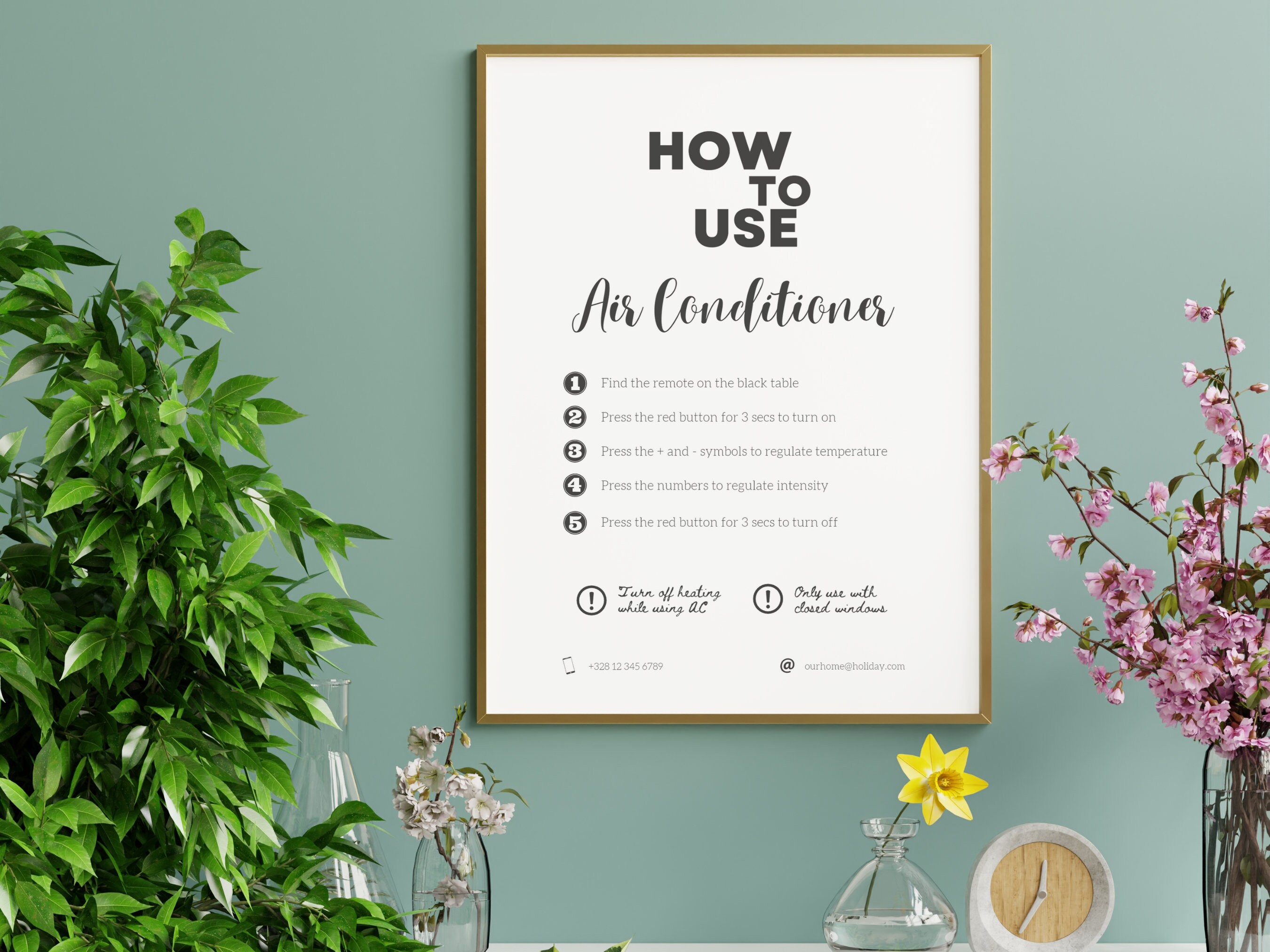 AC Sign Airbnb, Printable Air Conditioner Sign, Custom VRBO Signage ...