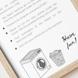 Editable Laundry Room Sign, Washing Machine Instructions, Printable ...