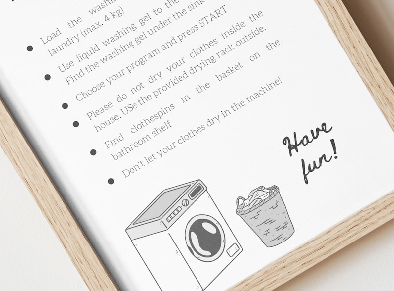 Editable Laundry Room Sign, Washing Machine Instructions, Printable ...