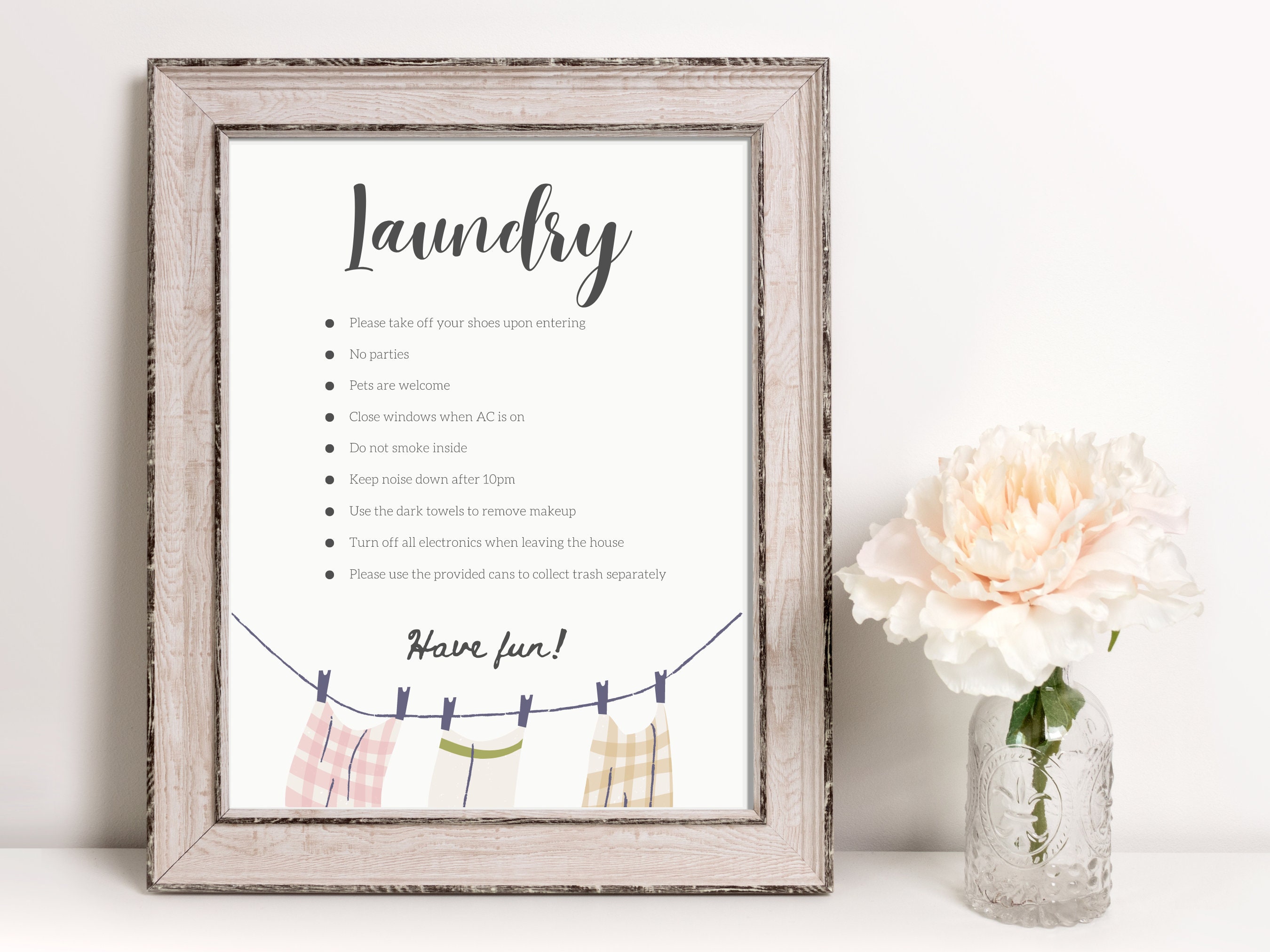 Editable Laundry Room Sign, Washing Machine Instructions, Printable ...