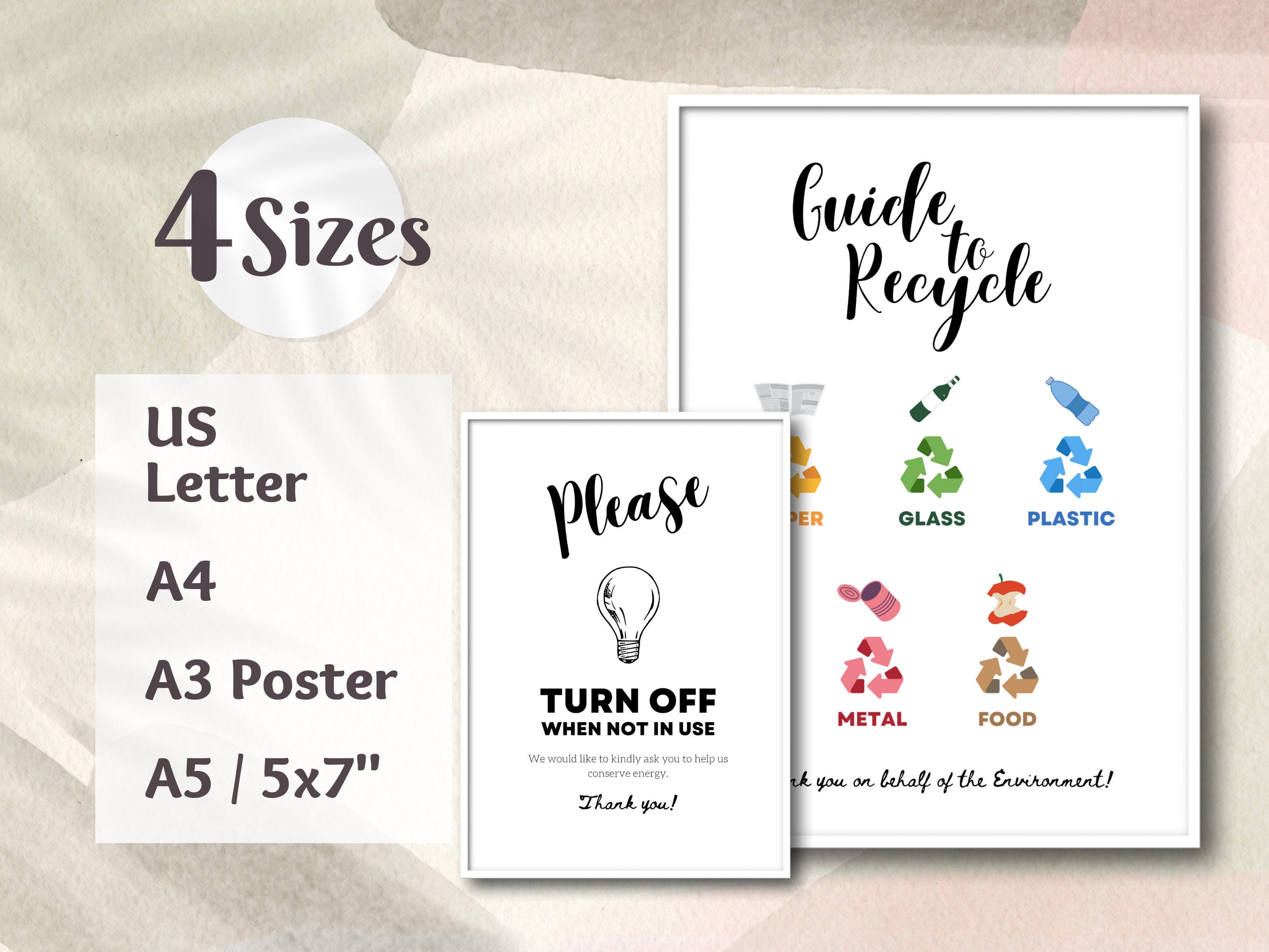 Airbnb Eco Sign Set of 4, Editable House Rules, Recycle Guide ...