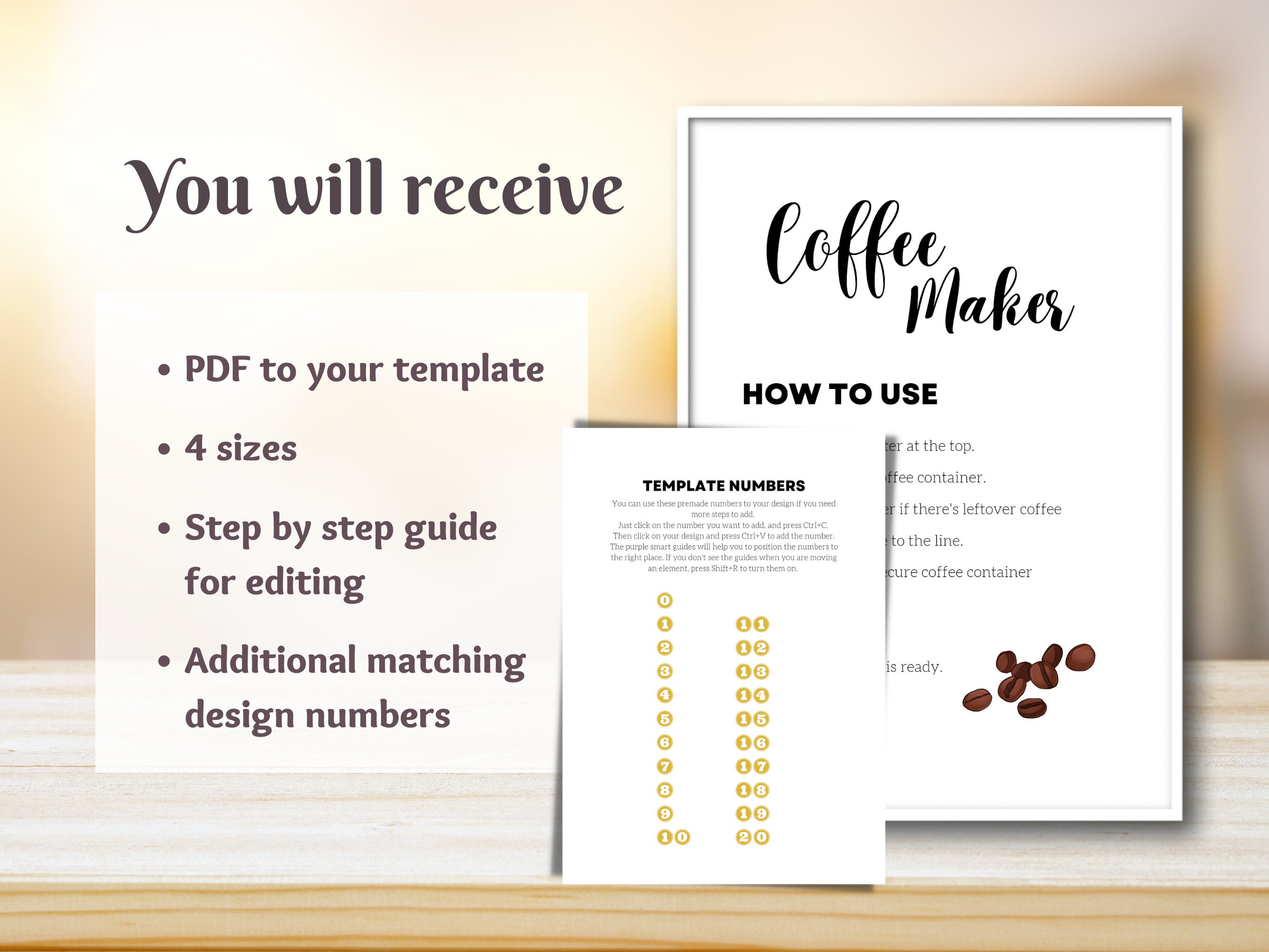 Editable Coffee Maker Sign Printable Airbnb Kitchen Sign Custom VRBO ...