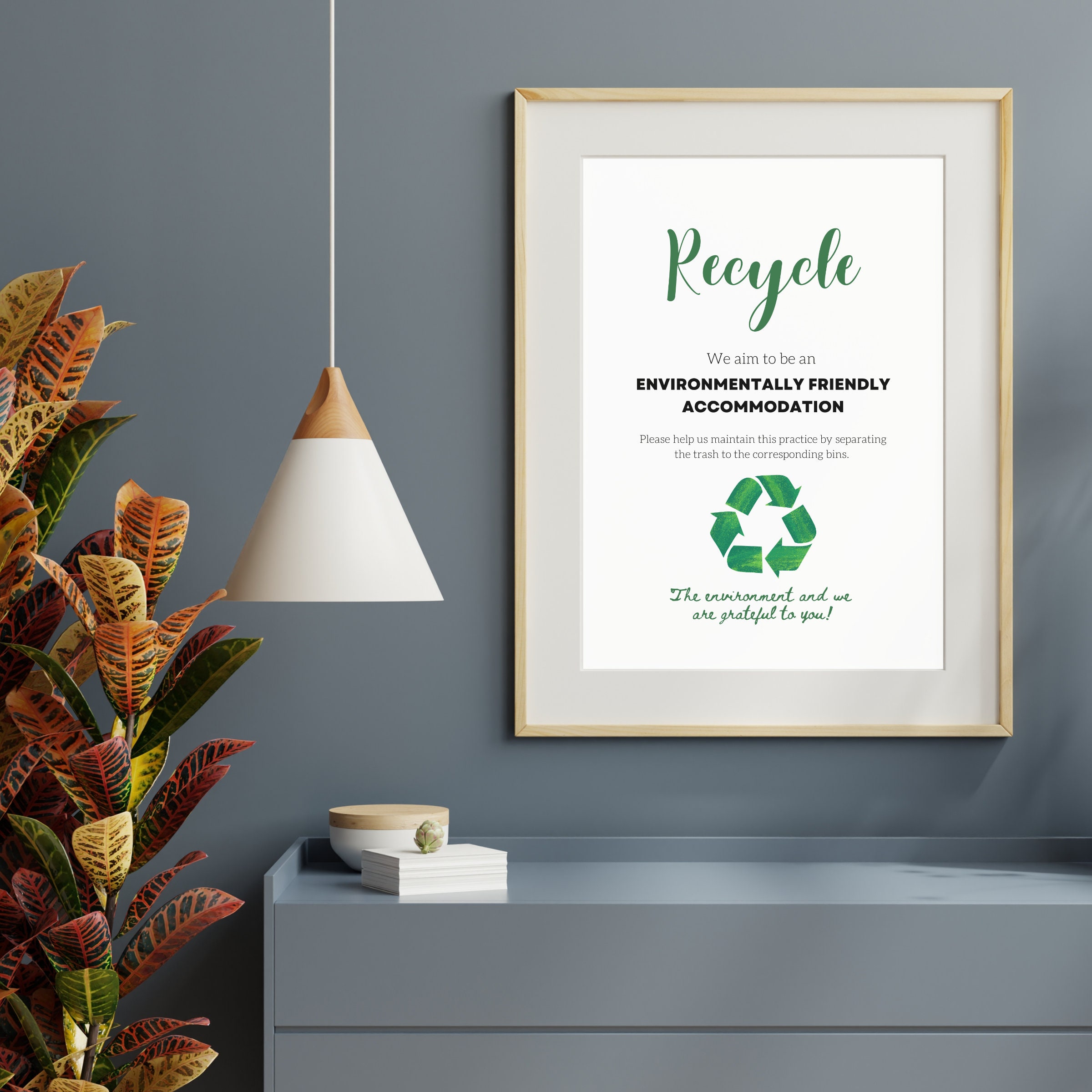 Recycle Sign, Eco-friendly Printable Airbnb Signage, Editable Vacation ...