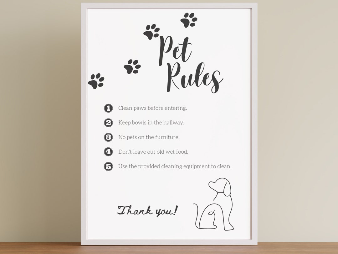 Pet Rules Sign, Dog Friendly House, Editable Airbnb Signage, Rental ...