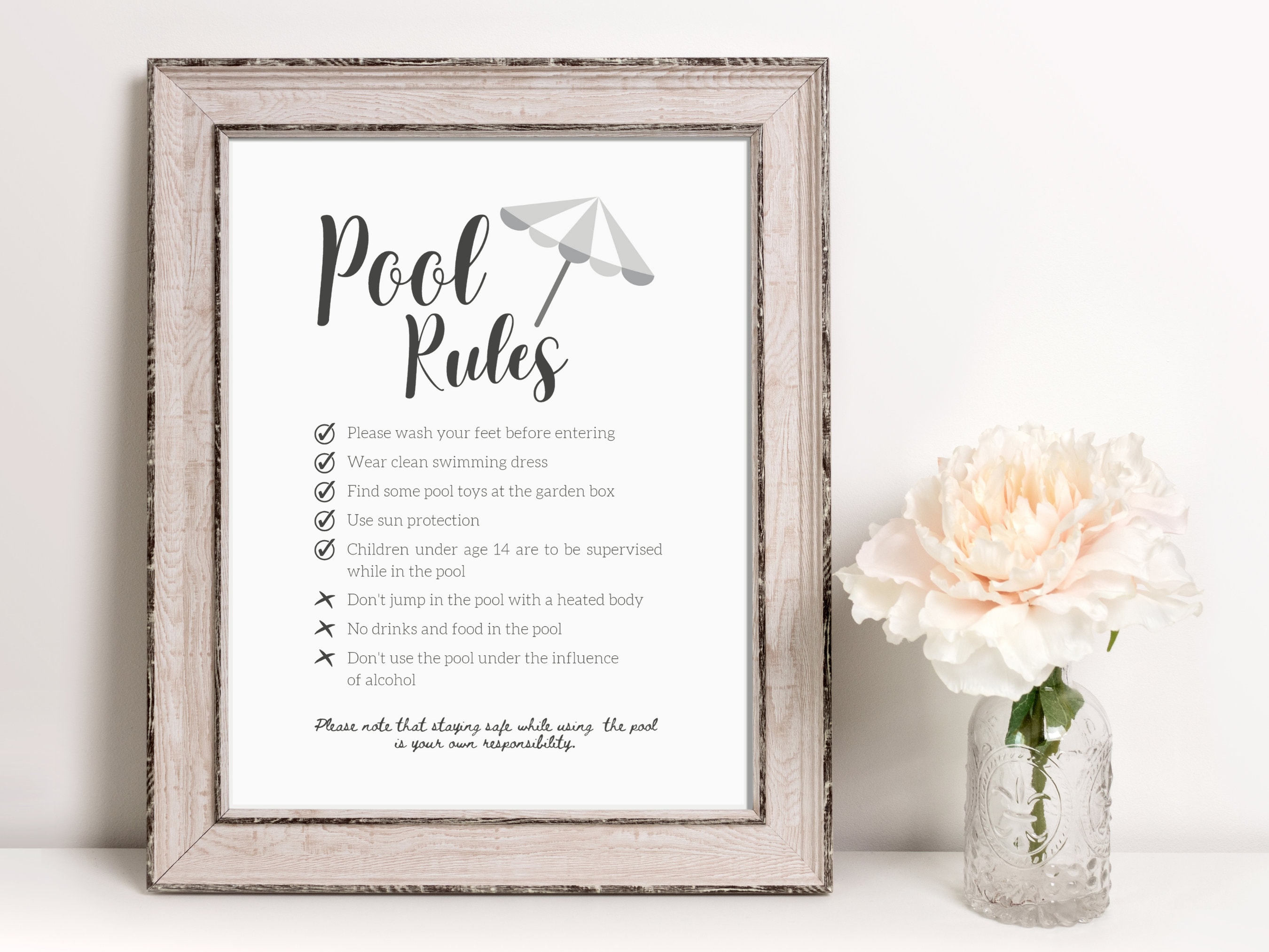Editable Pool Rules Sign, Instructions for Guests, Printable Airbnb ...