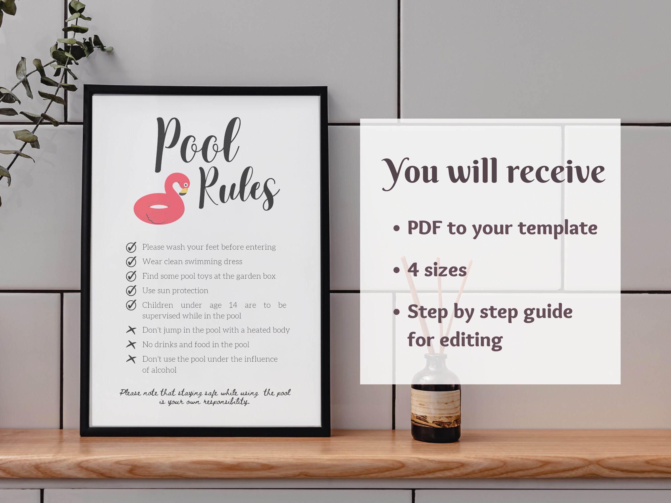 Pool Rules Editable Sign Pool Instructions for Guests - Etsy