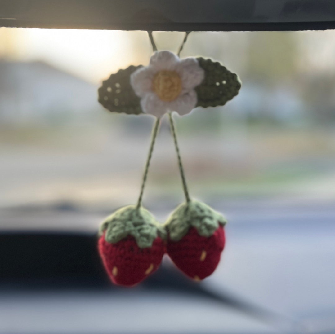 Crochet Strawberry Car Hanger Crochet Car Accessory - Etsy