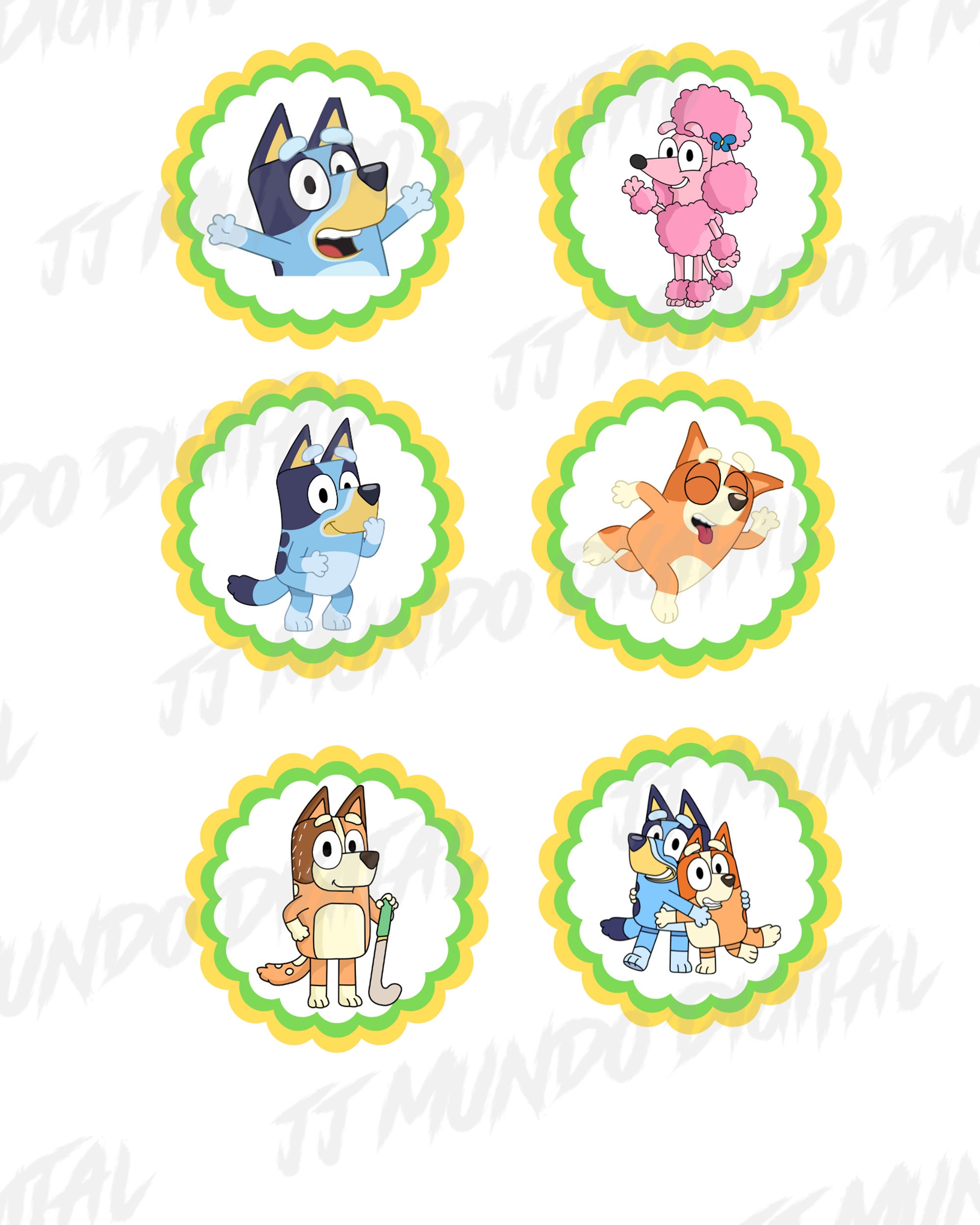 Bluey Cupcake Toppers, Instant Digital Download, Printable, Set of 12 ...