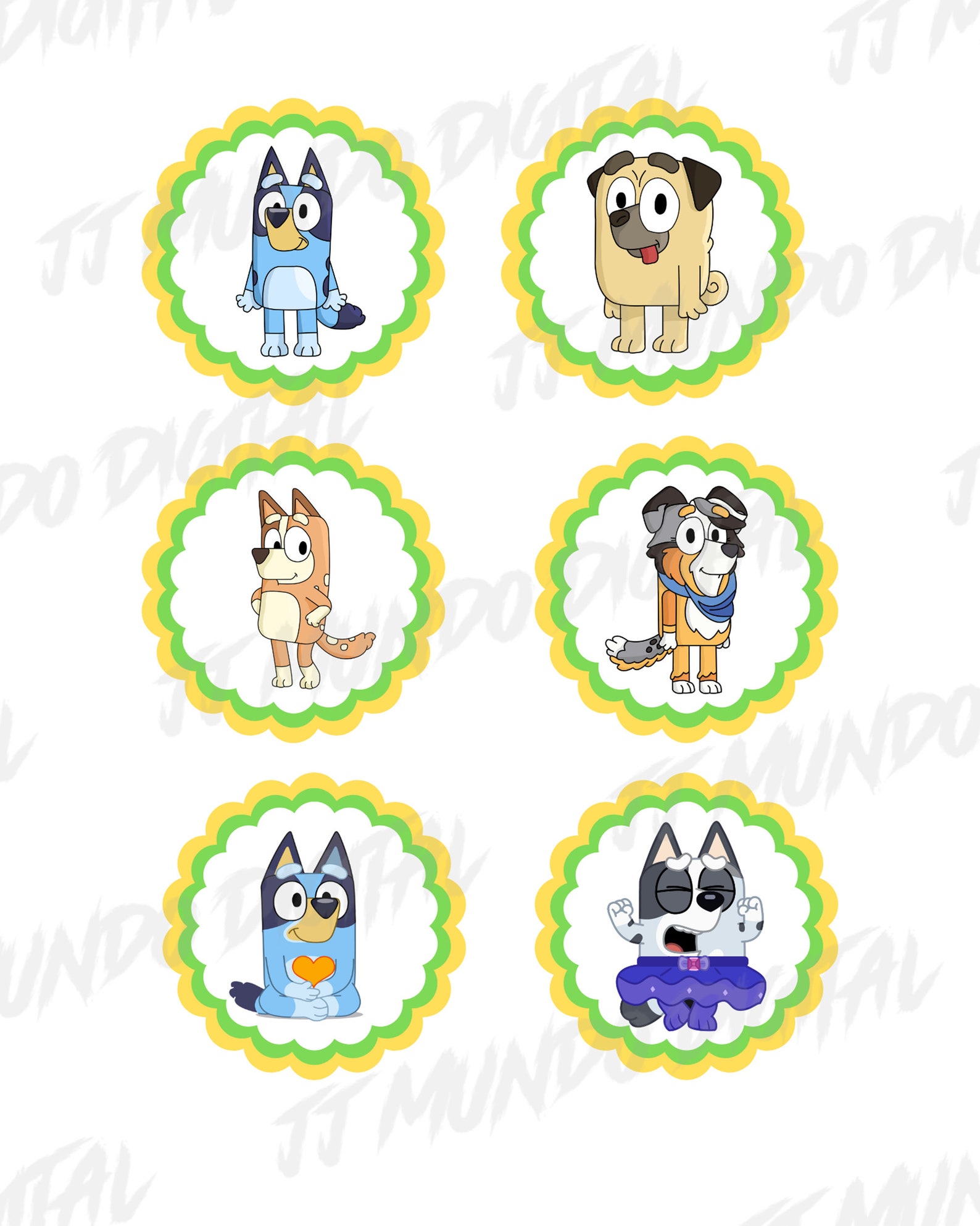 Bluey Cupcake Toppers, Instant Digital Download, Printable, Set of 12 ...