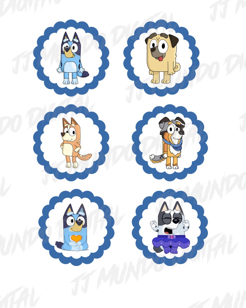 Bluey Cake and Cupcake Toppers Bundle, Instant Download, Printable ...