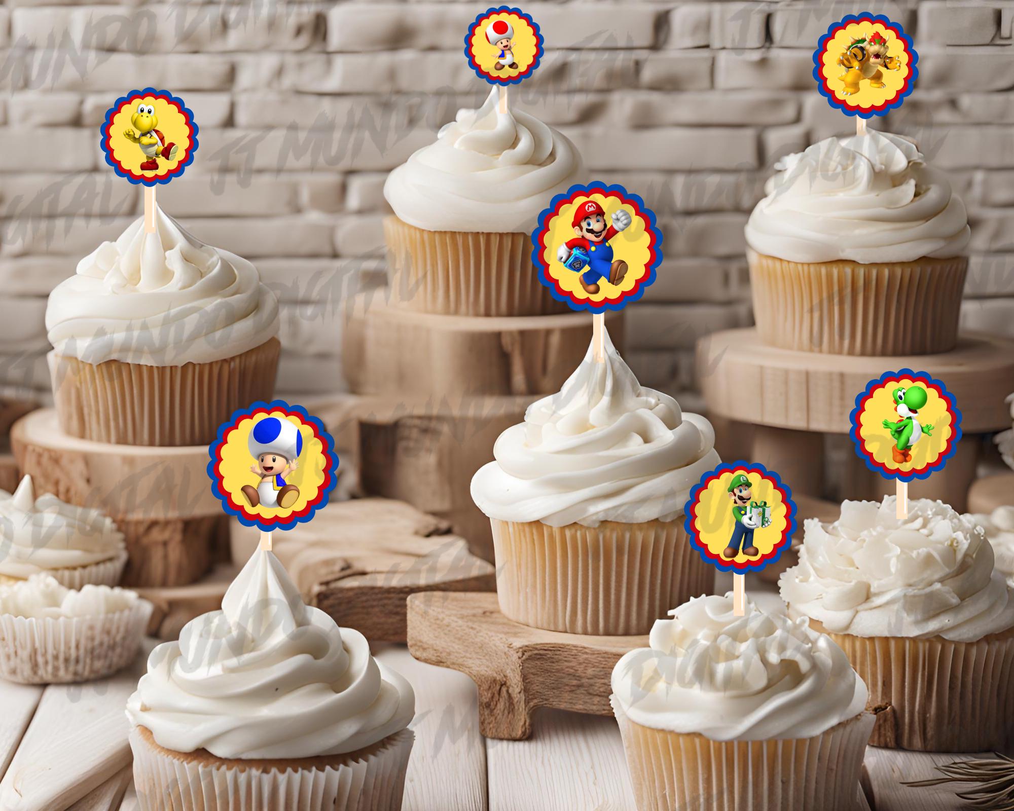 Super Mario Cupcake Toppers , Instant Download , Set of 12 , Kids Party ...