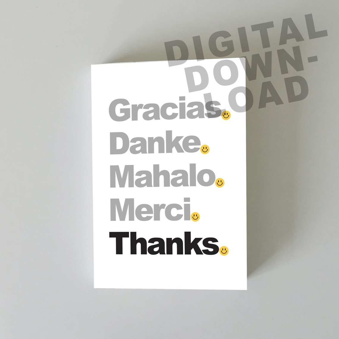 Printable Thank You Card, Gracias Card, Digital Thank You Note, Thank ...