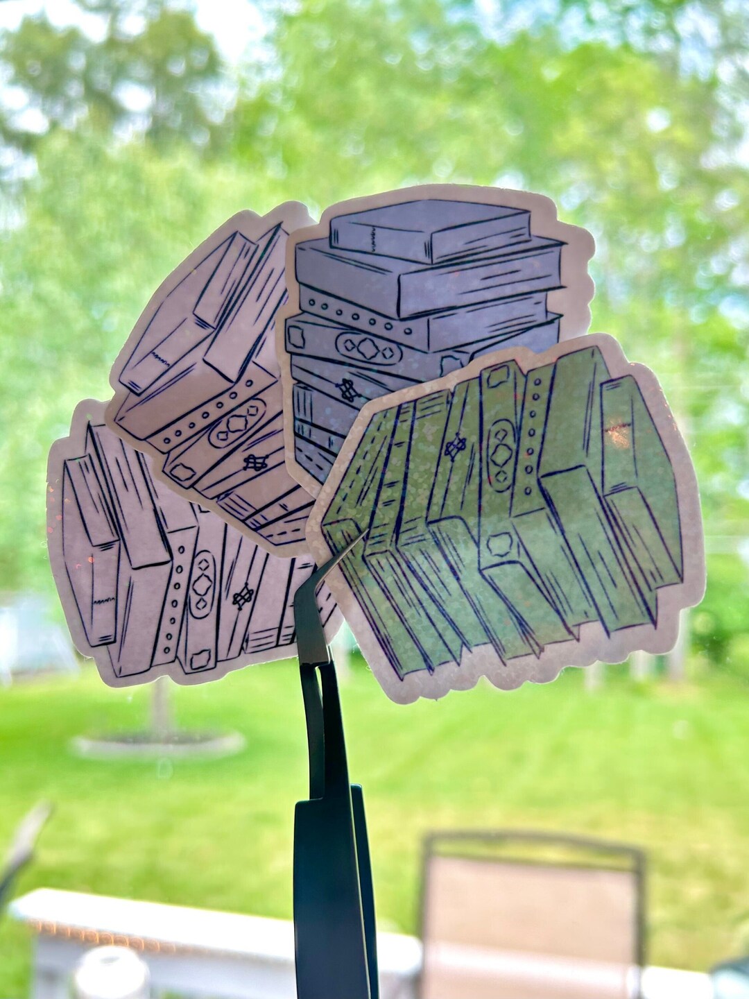 Stack of Books Vinyl / Holographic / Sparkle Sticker Decal - Etsy