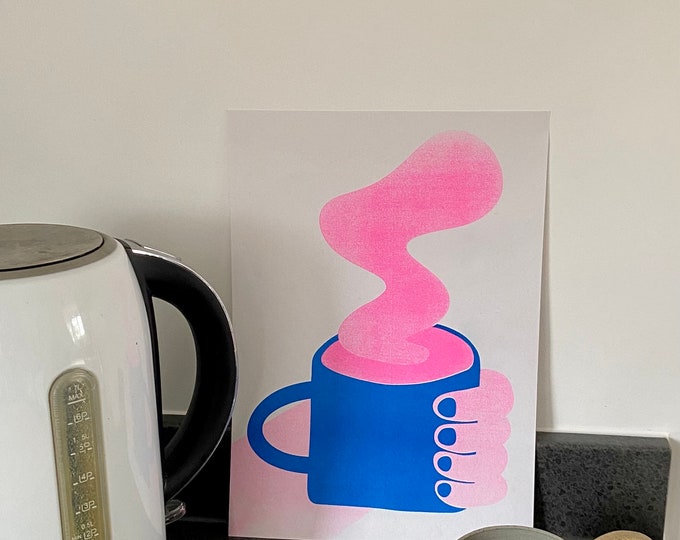 Risograph Print of Diver in Coffee A4 - Etsy UK