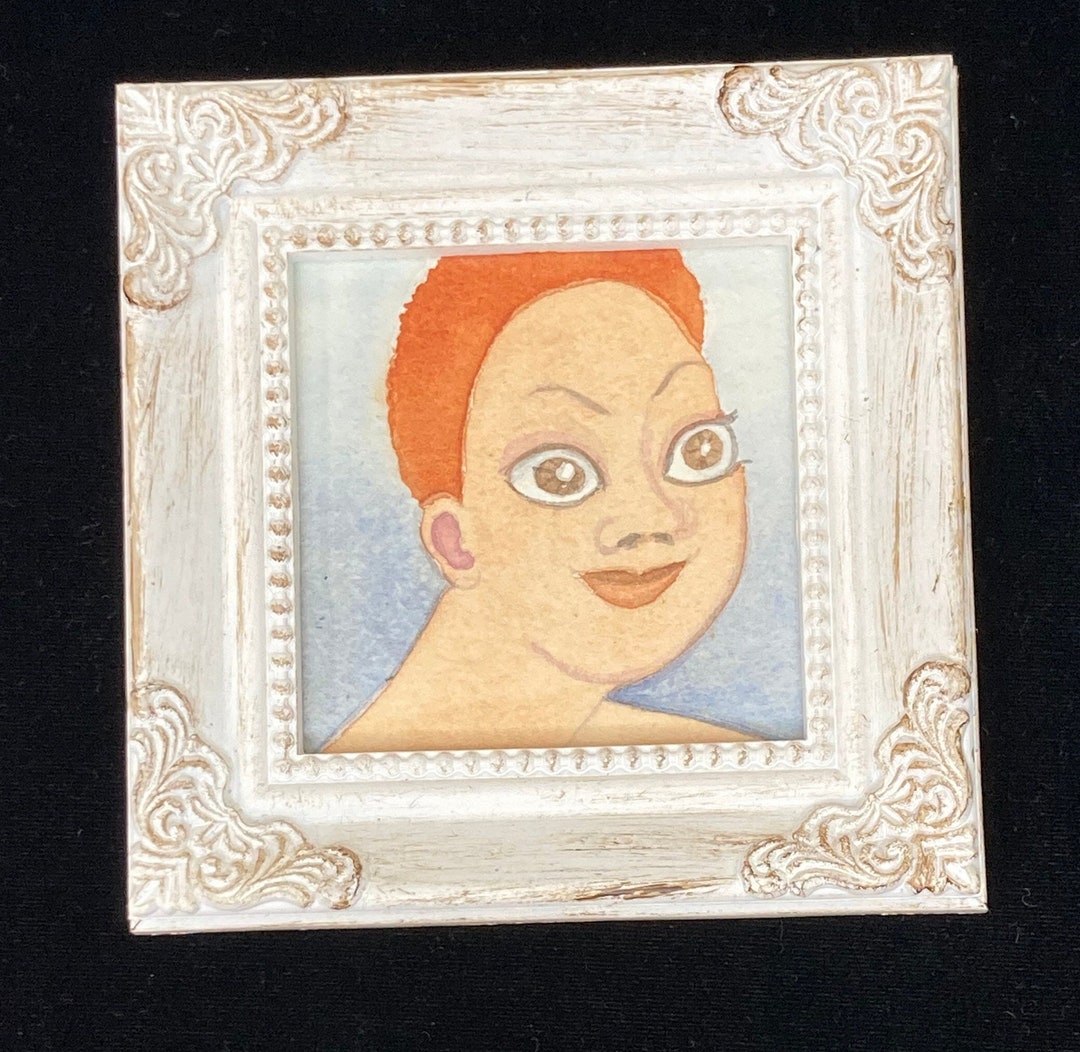 Lady Face #9 "felicia” Original Watercolor Miniature Portrait Painting ...