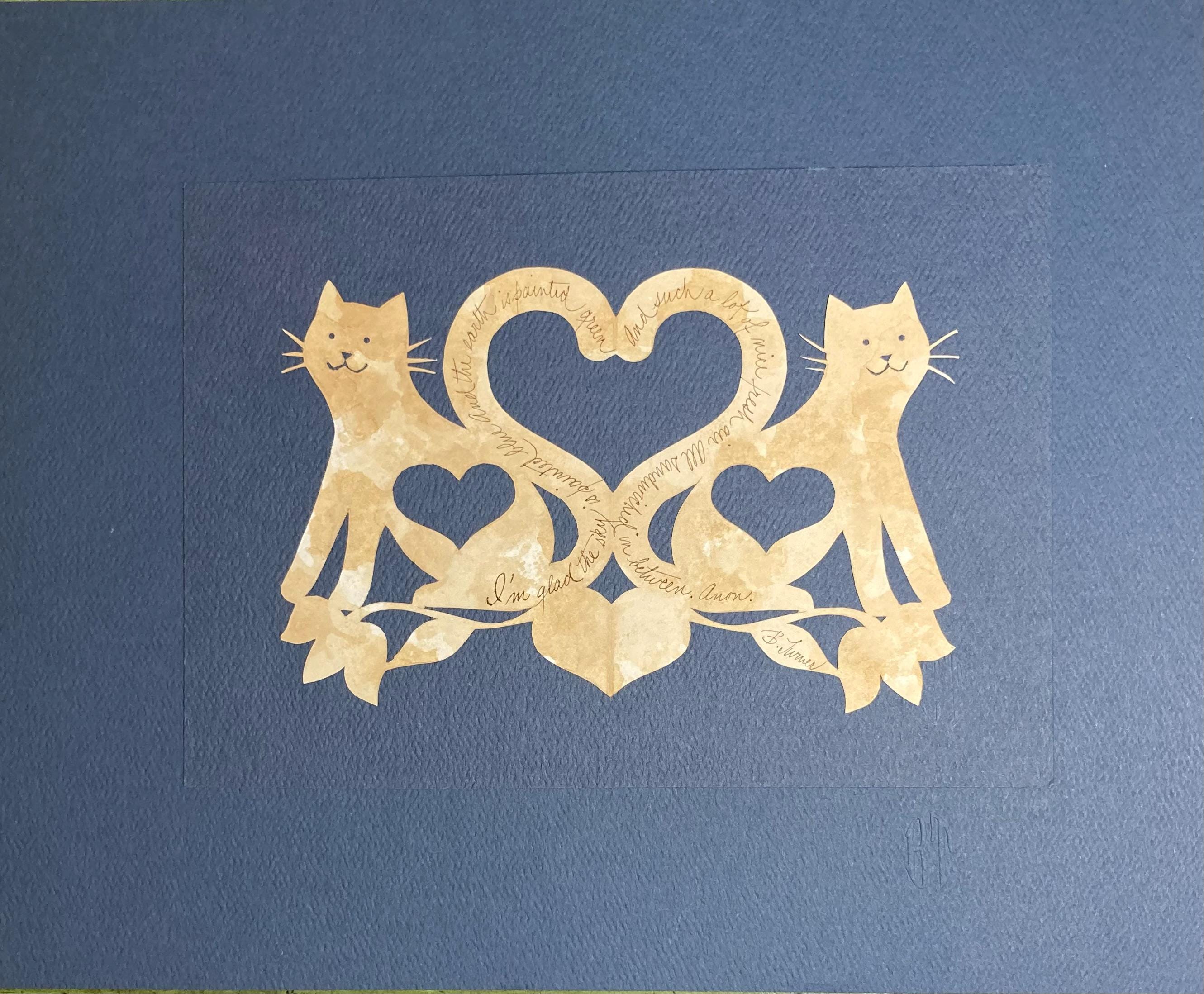 Kitty Cat Tail Heart- Scherenschnitte by Blanche L. Turner - Etsy