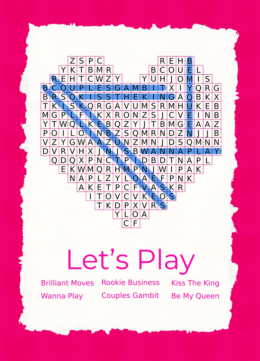 Chess Card Word Search With Funny Chess Words - Etsy