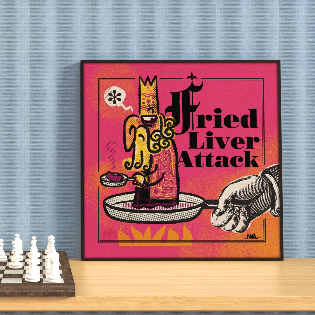 The Fried Liver Attack | Chess Opening Poster Print | Chess Enthusiasts ...