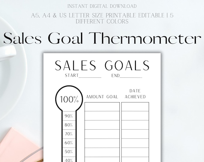 PRINTABLE Really Big Goal Thermometer, Printable Goal Chart, Really Big ...
