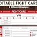 Editable Fight Prediction Card Templates, Sports Game Activity With ...
