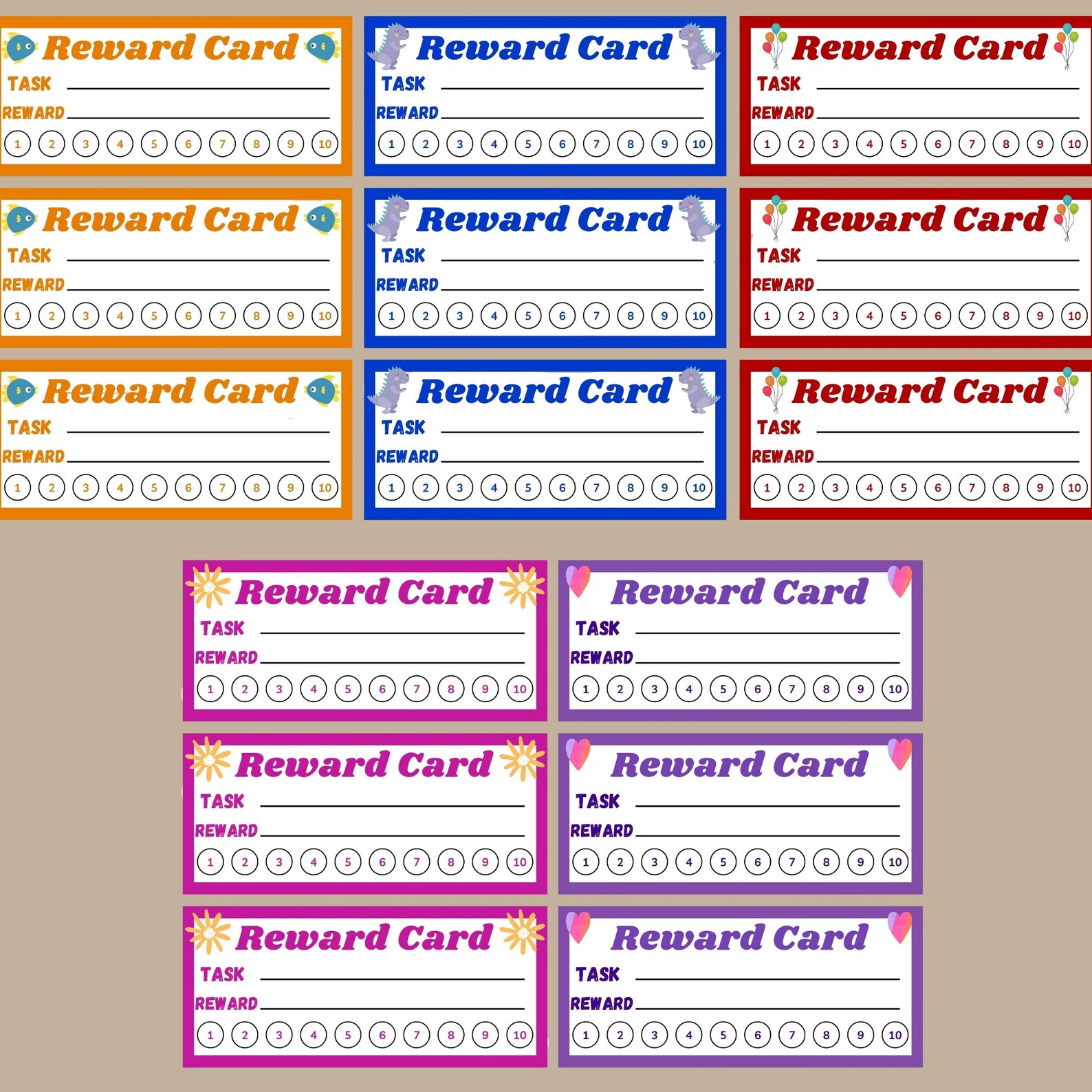 Editable Reward Punch Cards, Childs Incentive Tracker Template ...