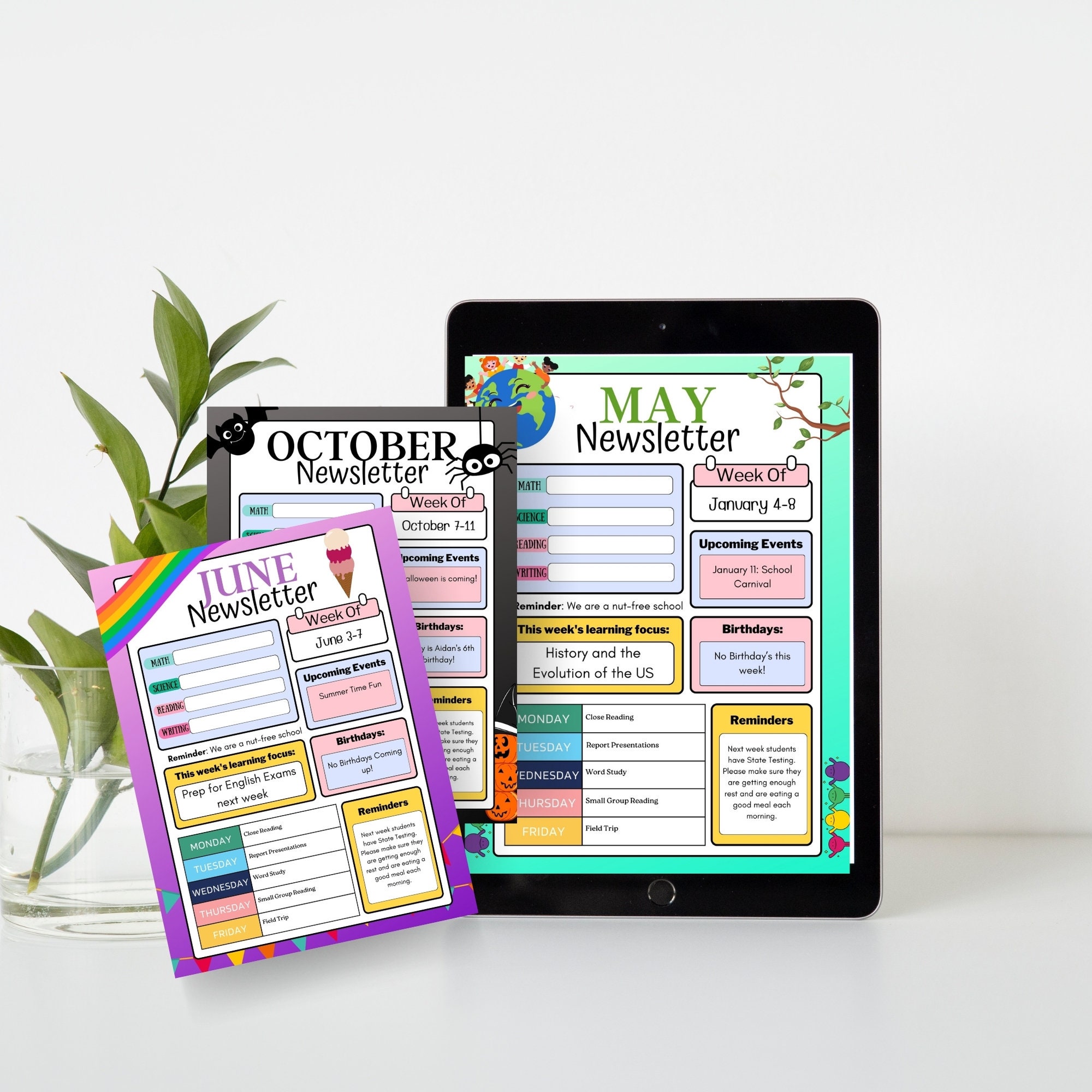 Classroom Teacher Newsletter Template, Editable Newsletter, Monthly ...