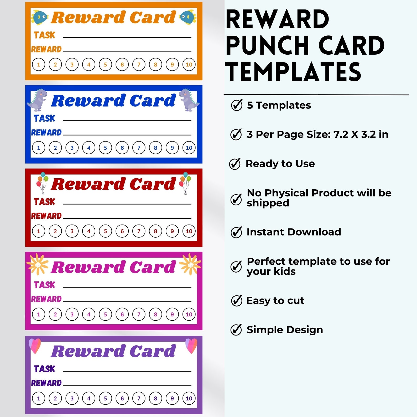 Editable Reward Punch Cards, Childs Incentive Tracker Template ...