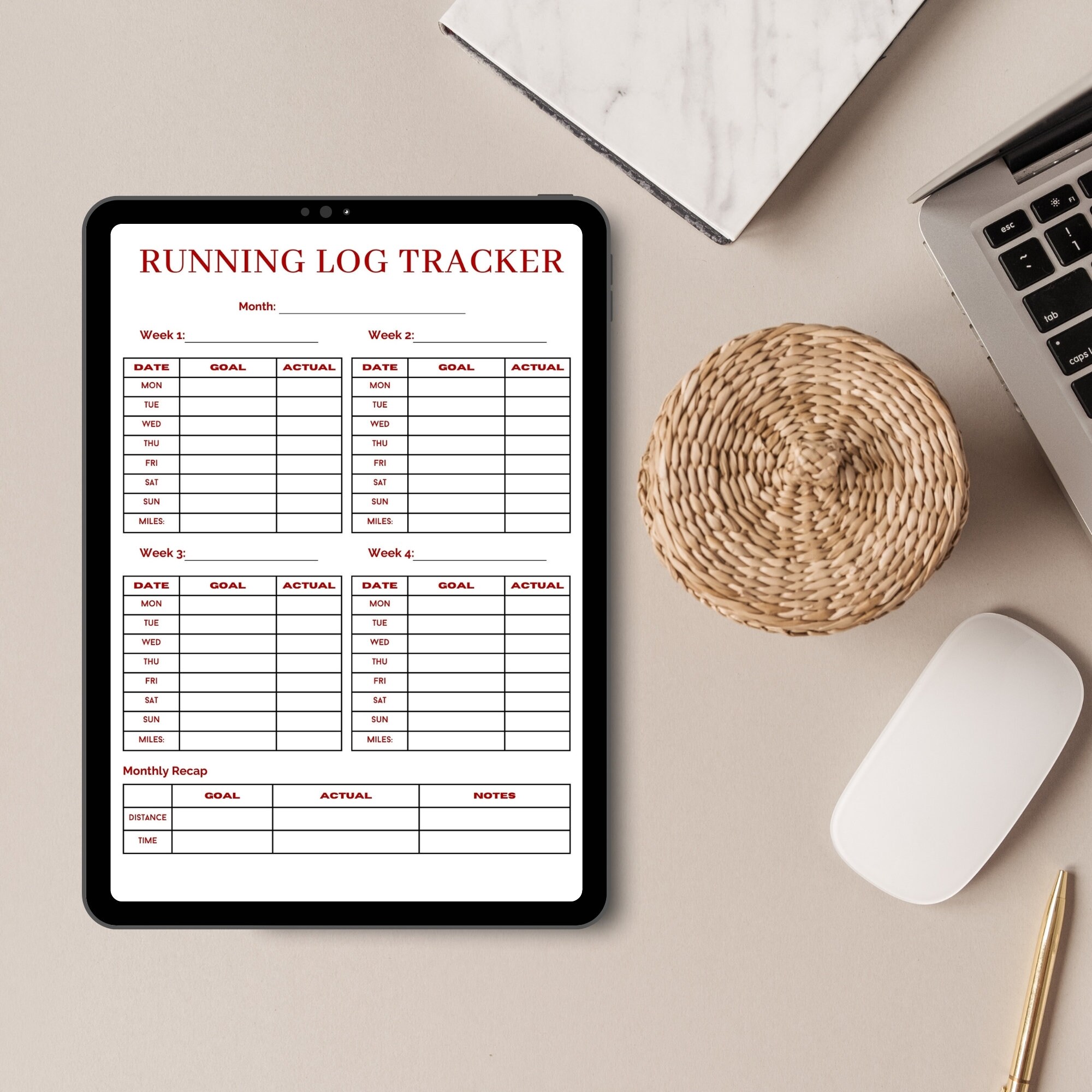 PDF Printable Running Tracker Log Template, Running Planner, Cardio ...