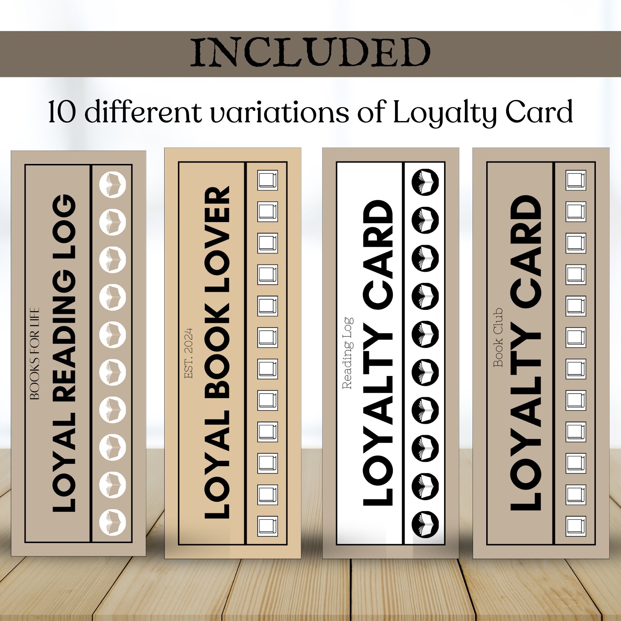10 Printable Bookmark- Loyalty Card, Reading Log Bookmark, Book Tracker ...