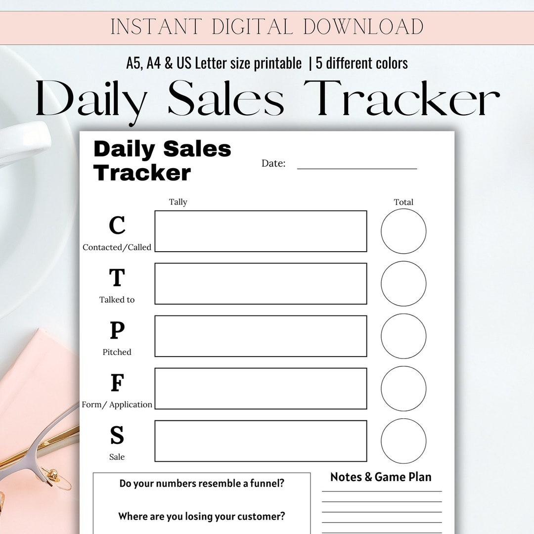 Printable Daily Sales Tracker, Cold Calling Log Template, Business ...