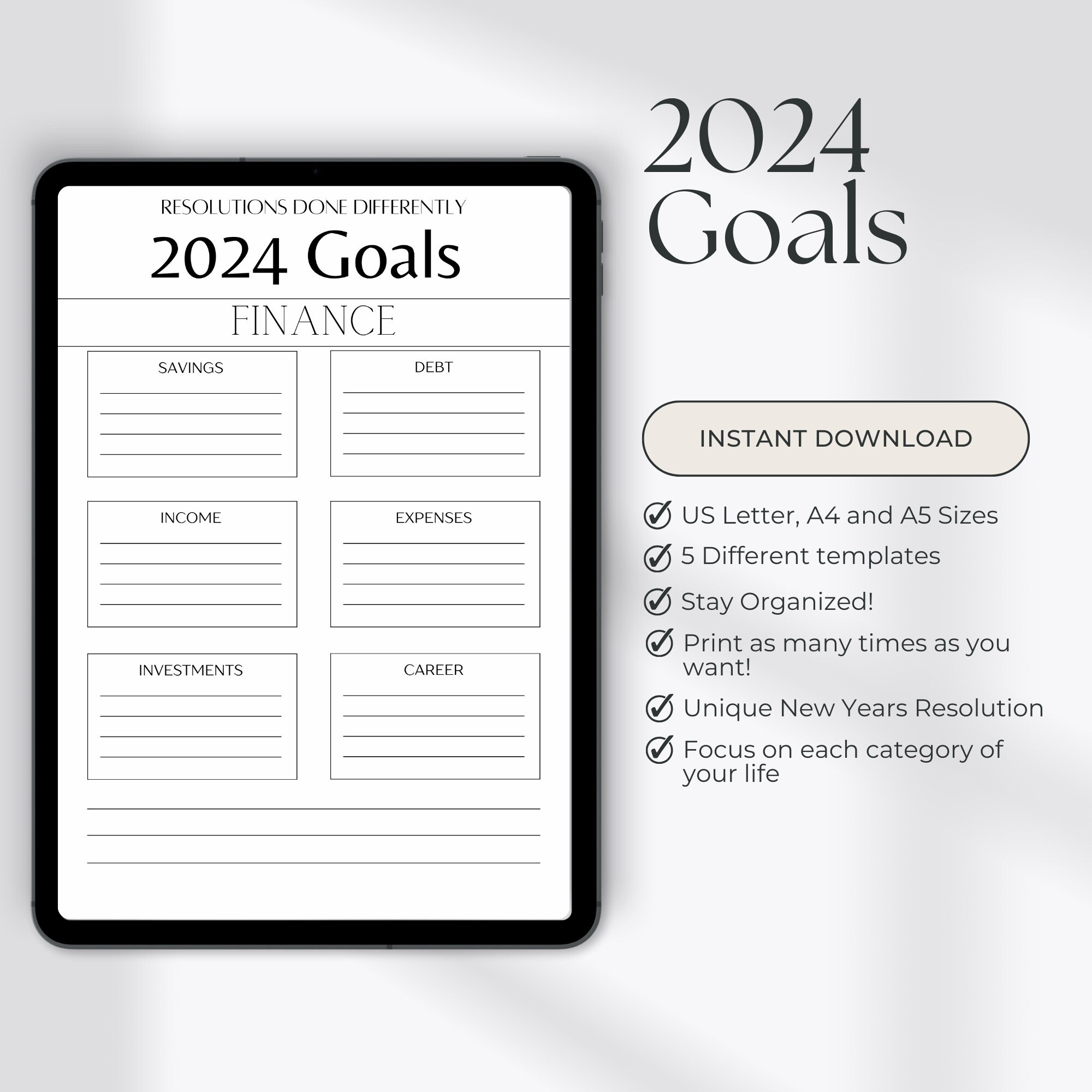Printable 2024 Specific Goal Setting Templates, New Year's Resolutions ...