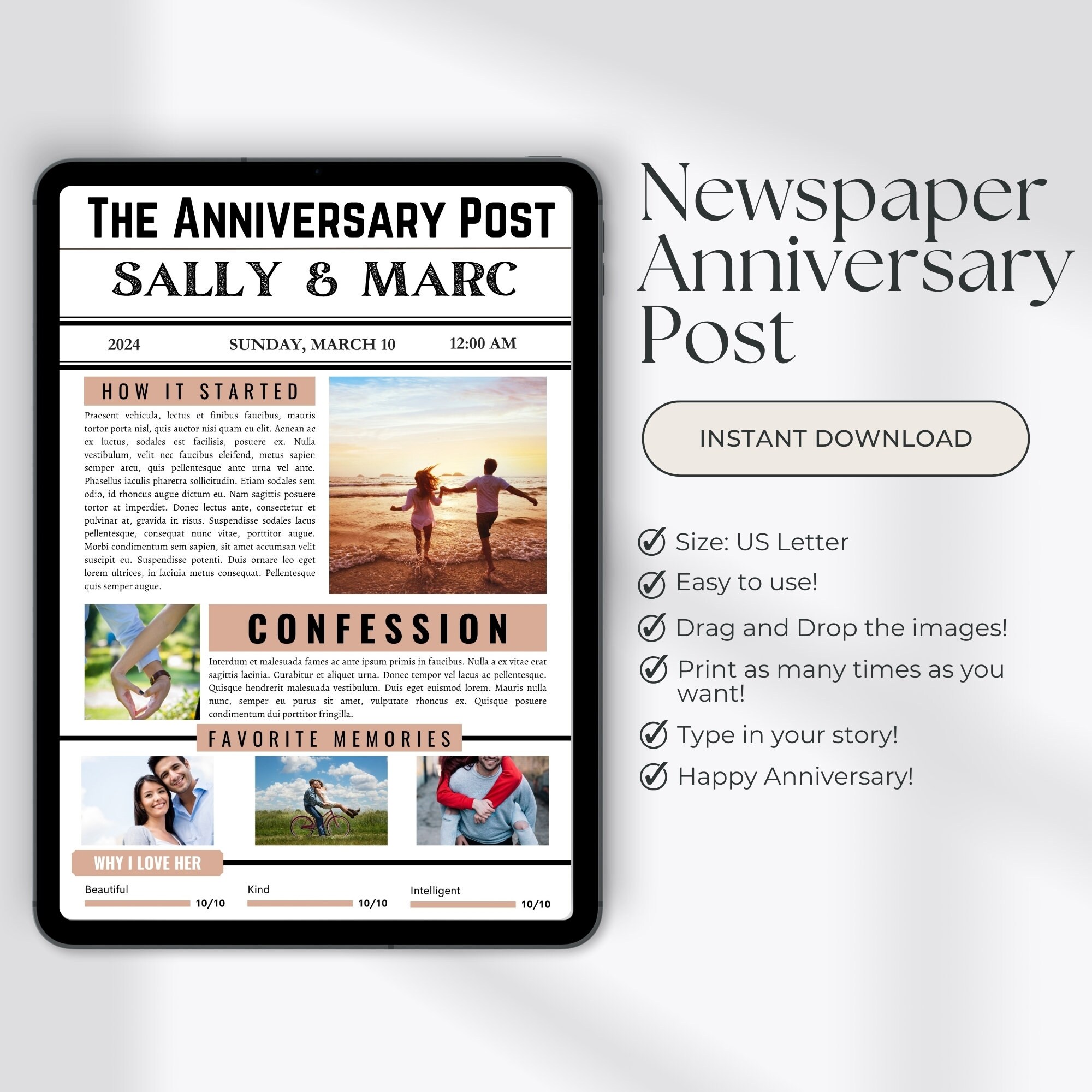Couple Anniversary Newspaper Template, Happy Anniversary Newspaper ...