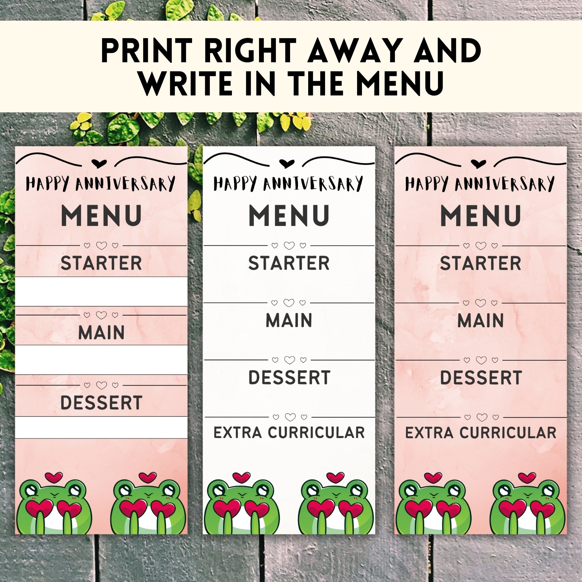 Editable Anniversary Menu Template, Valentine's Day Dinner Menu Card ...