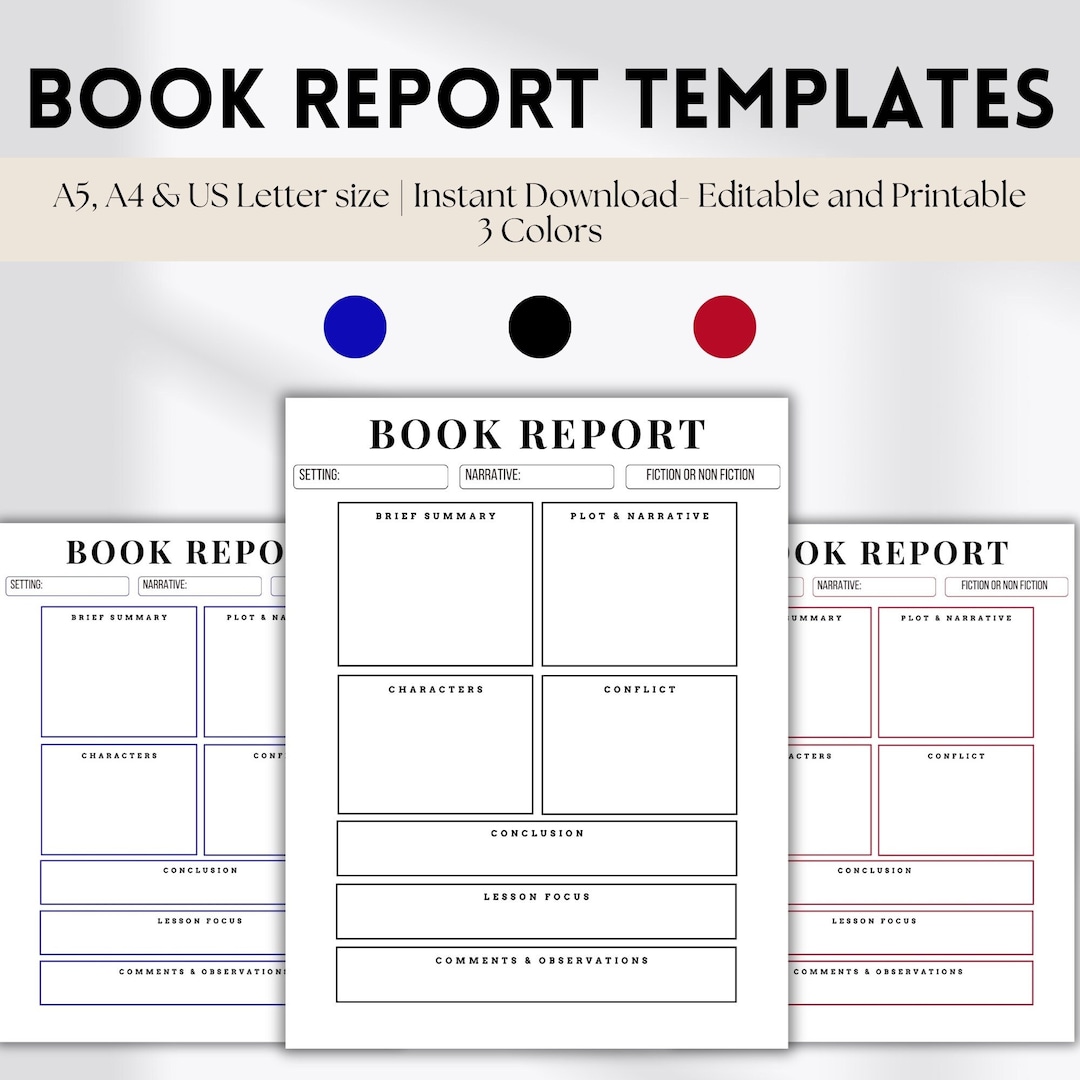 Printable Book Report Template, Book Report for Kids, Printable Book ...
