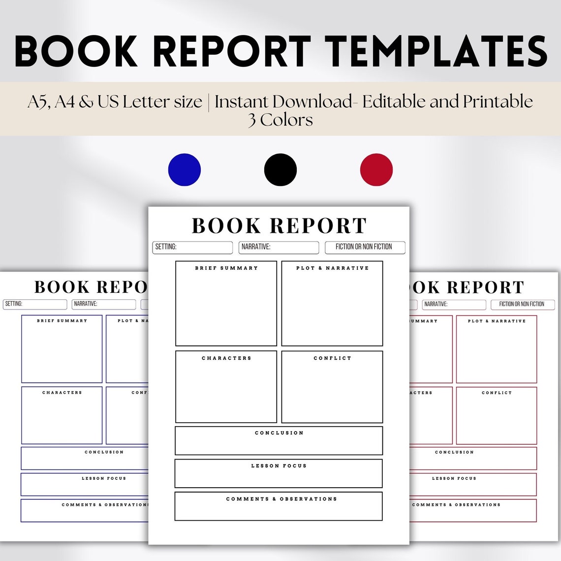 Printable Book Report Template, Book Report for Kids, Printable Book ...