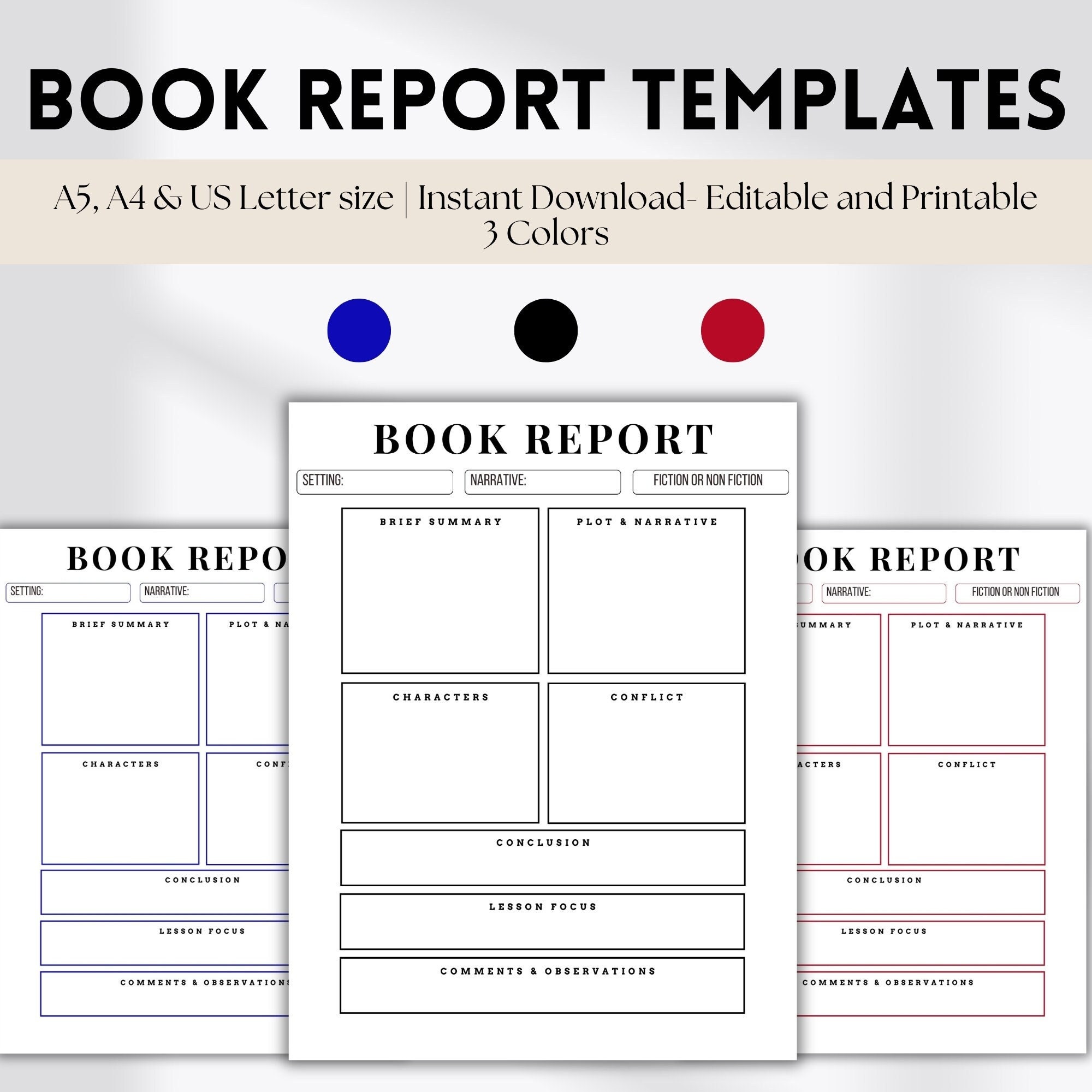 Printable Book Report Template, Book Report for Kids, Printable Book ...
