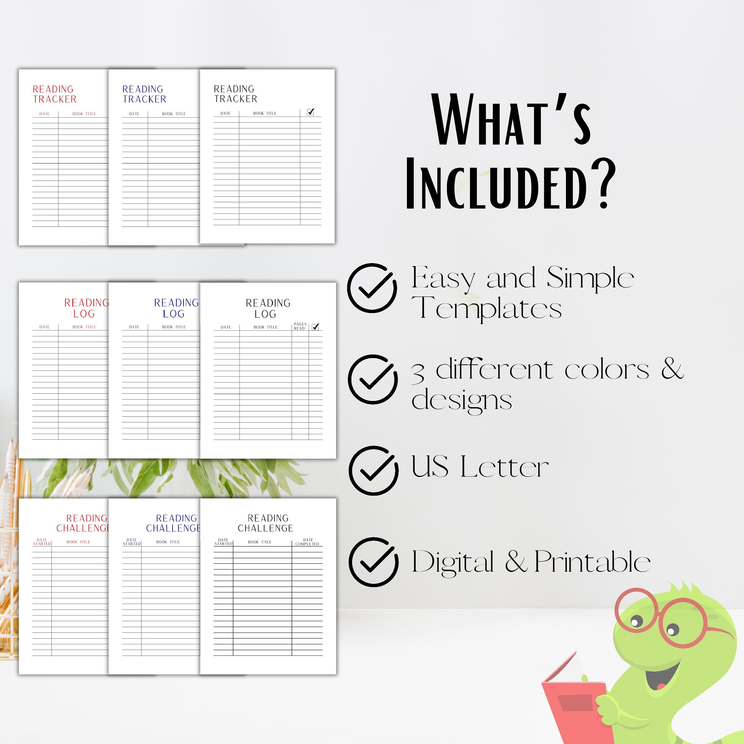 Book Reading Challenge Printable Template, Book Reading Goal Tracker ...