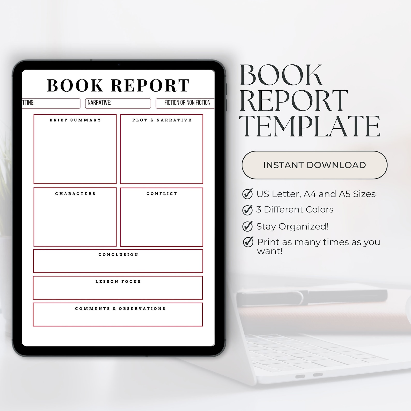 Printable Book Report Template, Book Report for Kids, Printable Book ...
