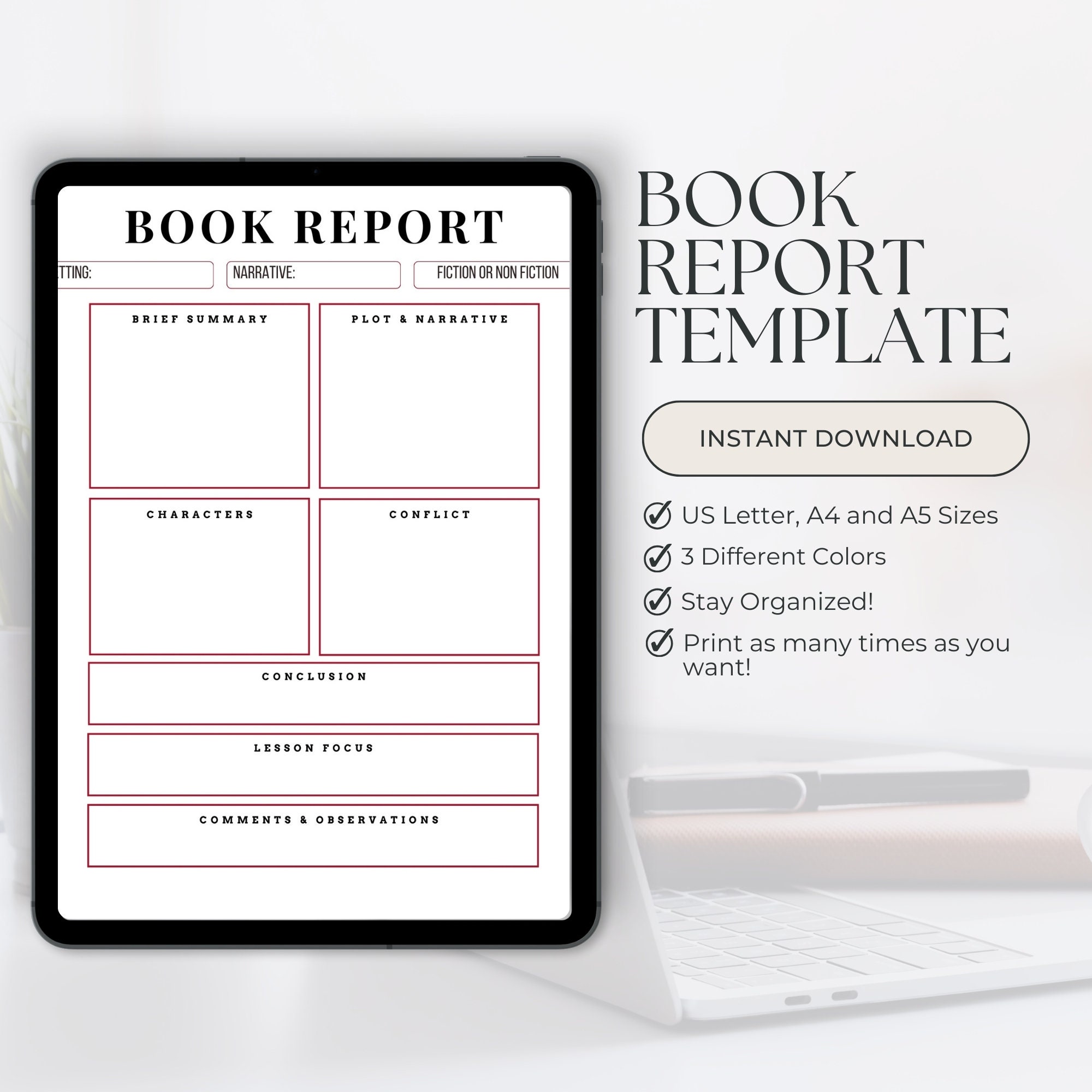 Printable Book Report Template, Book Report for Kids, Printable Book ...