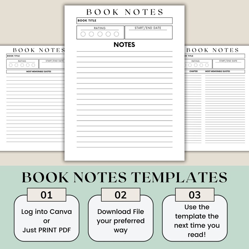 Book Review Notes Template, Book Tracker Review, Reading Lover Gift ...