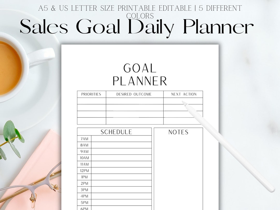 Daily Goal Tracker Printable, Small Business Template Planner, Activity ...