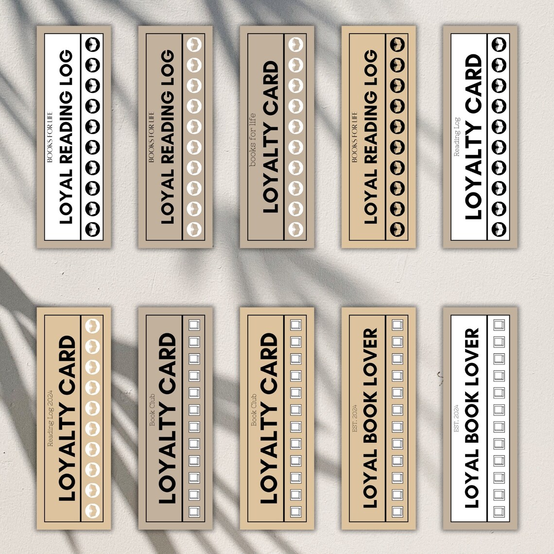 10 Printable Bookmark- Loyalty Card, Reading Log Bookmark, Book Tracker ...