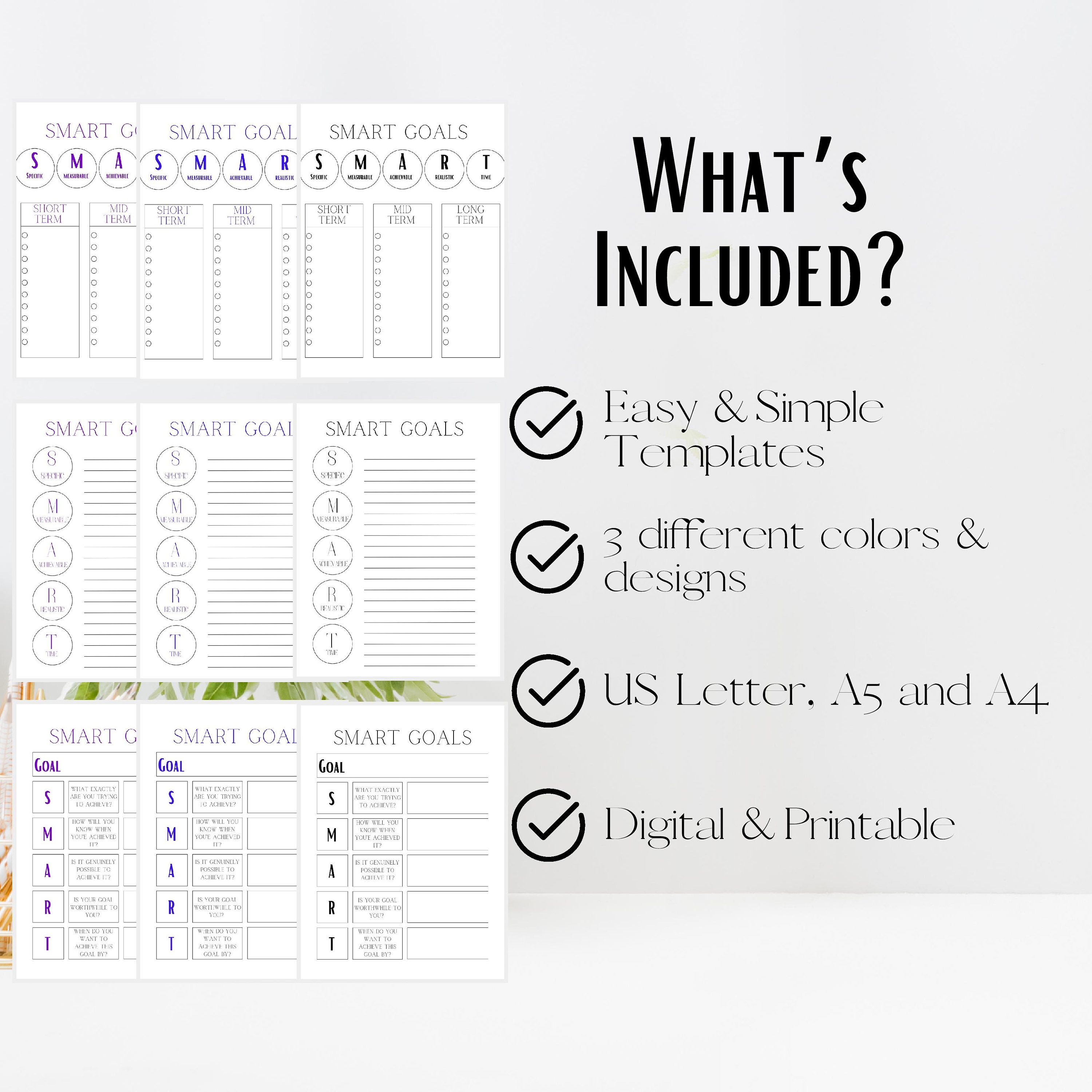 S.M.A.R.T Goal Planner Printable, Goal Tracker Printable, Productivity ...