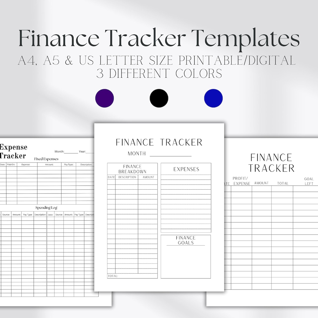 Printable Finance Tracker Templates, Expense Log, Digital Budget ...